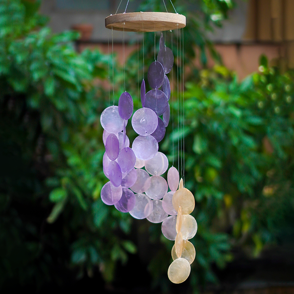 Spiral Capiz Shell Wind Chimes Purple Peach Sunset 15 Inches - Coastal ...